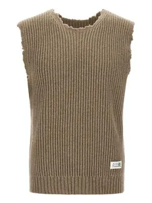 MAISON MARGIELA Numeric Signature Knitted Vest - Beige