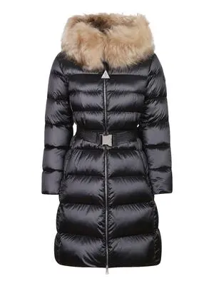 Moncler Leersies Shearling Trimmed Long Padded Coat - No