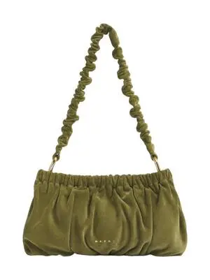MARNI Green Suede Ruffles Clutch Bag