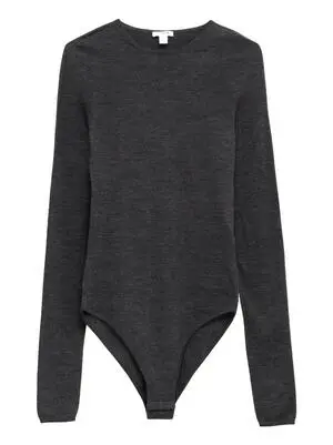 Alaïa Wool Knit Bodysuit Charcoal-grey