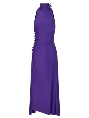 Rabanne Ruched High-neck Dress - Purple