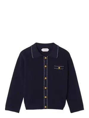 VERSACE Contrast-stitch Waffle-knit Cardigan