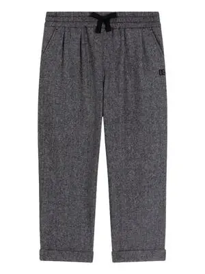 Dolce & Gabbana Herringbone Drawstring Trousers - Black