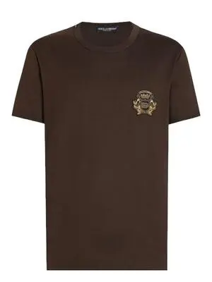 Dolce & Gabbana Crest-embellished T-shirt - Brown