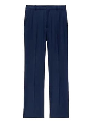 Kenzo Straight Tailored Pants In Virgin Wool - Blue-black