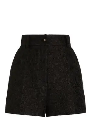 Dolce & Gabbana Floral Brocade-effect Shorts Black