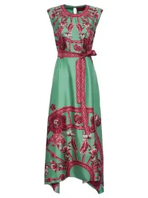 La DoubleJ San Carlo Floral Printed Midi Dress - Green