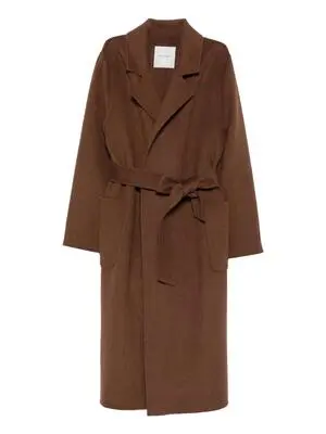 ERMANNO FIRENZE Notch-lapel Belted Coat - Brown