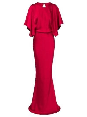 Norma Kamali Draped Satin Gown - Red