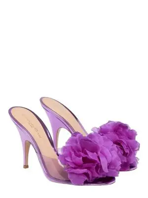 GIANVITO ROSSI Floral Stiletto Mule Sandals - Purple