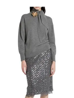 Marella Scarf-adorned Sweater Grey