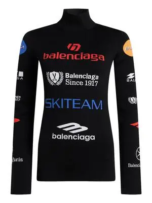 Balenciaga Solidcolor Knit Turtleneck Longsleeve Top - Black