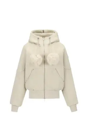 MOOSE KNUCKLES Oro Bunny Pom-pom Zip-up Reversible Hoodie