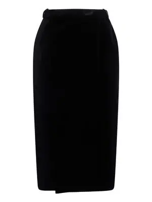 Saint Laurent Solid-color Velvet Midi Skirt - Black