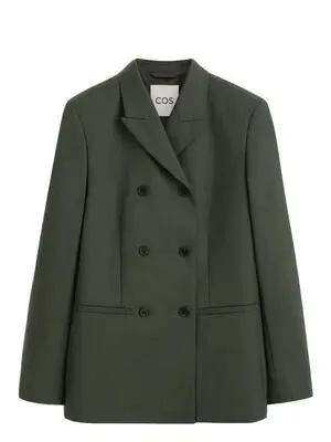 Cos Wool-blend Double-breasted Blazer - Green