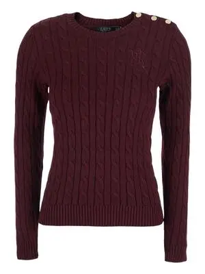 Ralph Lauren Buttoned-shoulder Cable-knit Sweater - Red