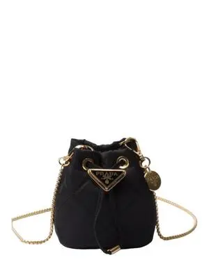 Prada Logo Drawstring Mini Bag - Black