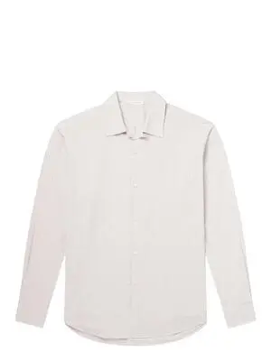 THE ROW Vanja Convertible-collar Striped Cotton-blend Poplin Shirt - Neutral