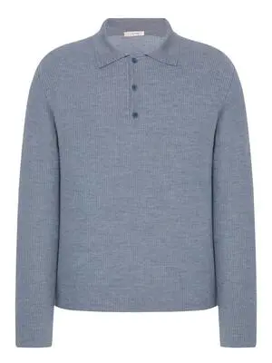 THE ROW Bertram Cashmere Long-sleeve Polo Shirt - Grey