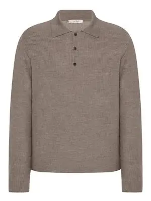 THE ROW Bertram Cashmere Long-sleeve Polo Shirt - Grey