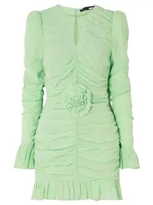 ROTATE BY BIRGER CHRISTENSEN Satin-jacquard Mini Dress Green