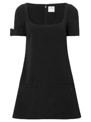 COURREGES Buckled Crepe Mini Dress - Black