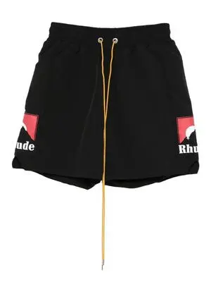 Rhude Drawstring Straight-hem Shorts - Black