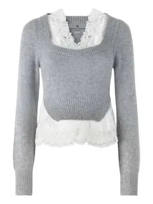 Ermanno Scervino Lace-trim Layered Knit - Grey