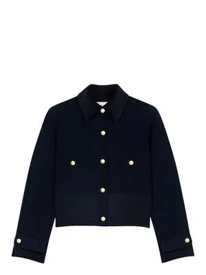 Maje Wool-blend Cropped Jacket - Blue