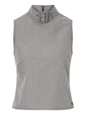 COURREGES Buckled Houndstooth Wool-blend Tank