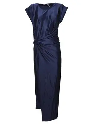 Rabanne Paco Rabanne Draped Midi Dress Navy