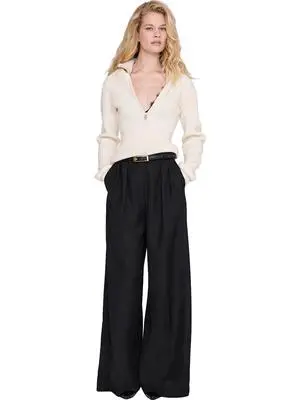 ANINE BING June Trucker Collar Sweater - Ecru