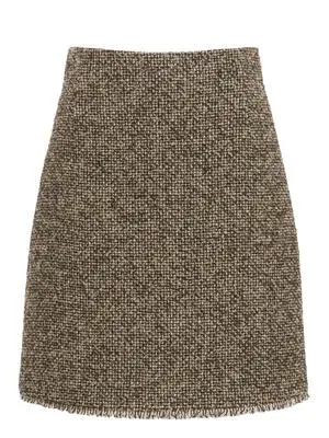Max Mara Virgin Wool-blend Tweed Mini Skirt - Brown