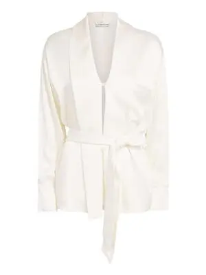 Victoria Beckham Satin Crepe Alba Blouse - Ivory