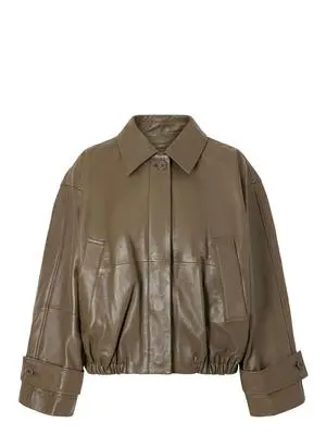 RÓHE Gathered Leather Jacket - Brown