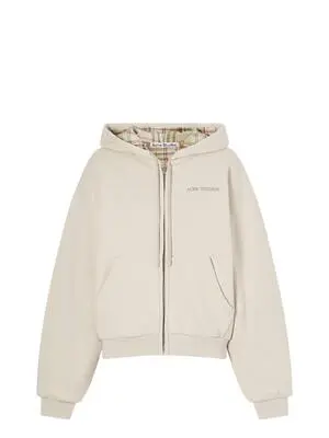 Acne Studios Embroidered Cotton-fleece Zip-up Hoodie - Beige