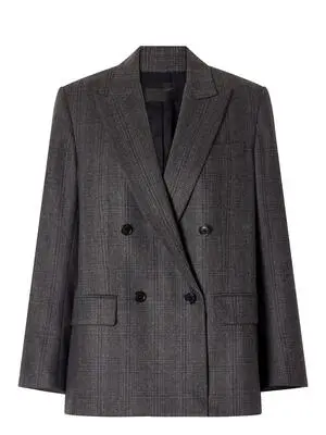 NILI LOTAN Leston Checked Wool-blend Blazer - Gray
