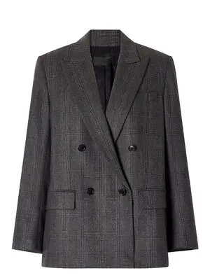 NILI LOTAN Leston Checked Wool-blend Blazer - Gray