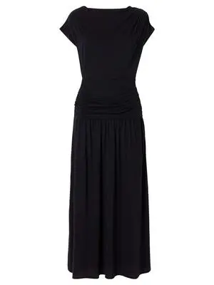 LA LIGNE Milla Draped Cotton-blend Jersey Maxi Dress - Black