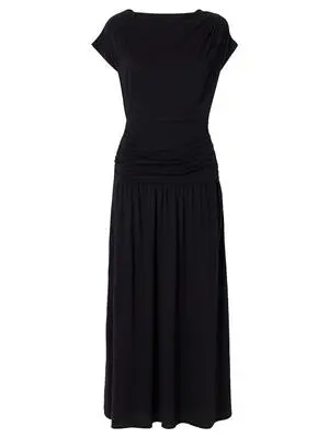 LA LIGNE Milla Draped Cotton-blend Jersey Maxi Dress - Black