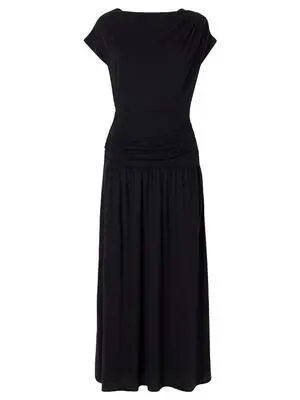 LA LIGNE Milla Draped Cotton-blend Jersey Maxi Dress - Black