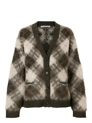 Acne Studios Katch Intarsia Mohair Wool-blend Cardigan - Neutrals