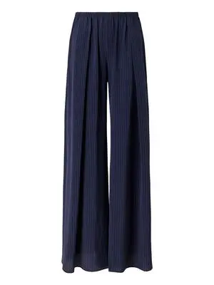 LA LIGNE Striped Silk-satin Wide-leg Pants - Blue
