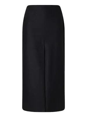 NILI LOTAN Mariha Wool-twill Midi Skirt Charcoal