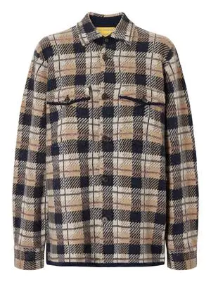 Guest In Residence Checked Cashmere Cardigan - Camel