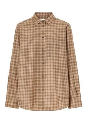 RÓHE Checked Wool-blend Shirt - Brown