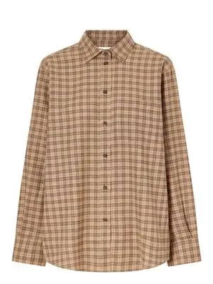 RÓHE Checked Wool-blend Shirt Brown