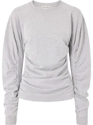 JW Anderson Ruched Sleeve Cotton-jersey Sweatshirt - Gray