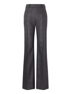 NILI LOTAN Etoile Pleated Checked Wool And Cashmere-blend Felt Straight-leg Pants