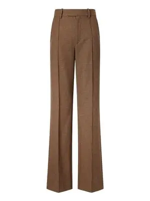 NILI LOTAN Etoile Pleated Straight-leg Wool Pants - Brown